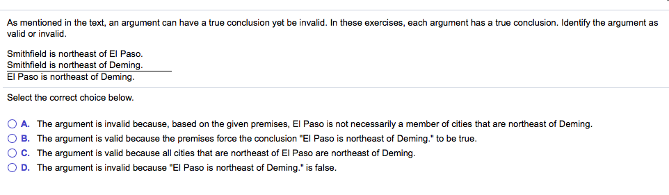 Solved As mentioned in the text, an argument can have a true | Chegg.com