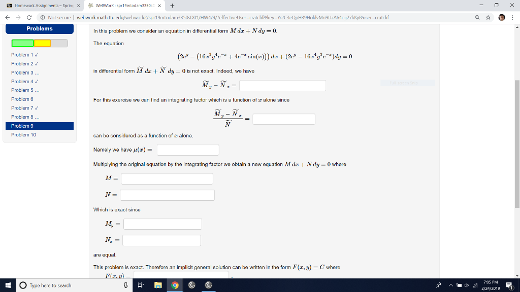 Solved Homework Assignments - Spring eBWork: | Chegg.com