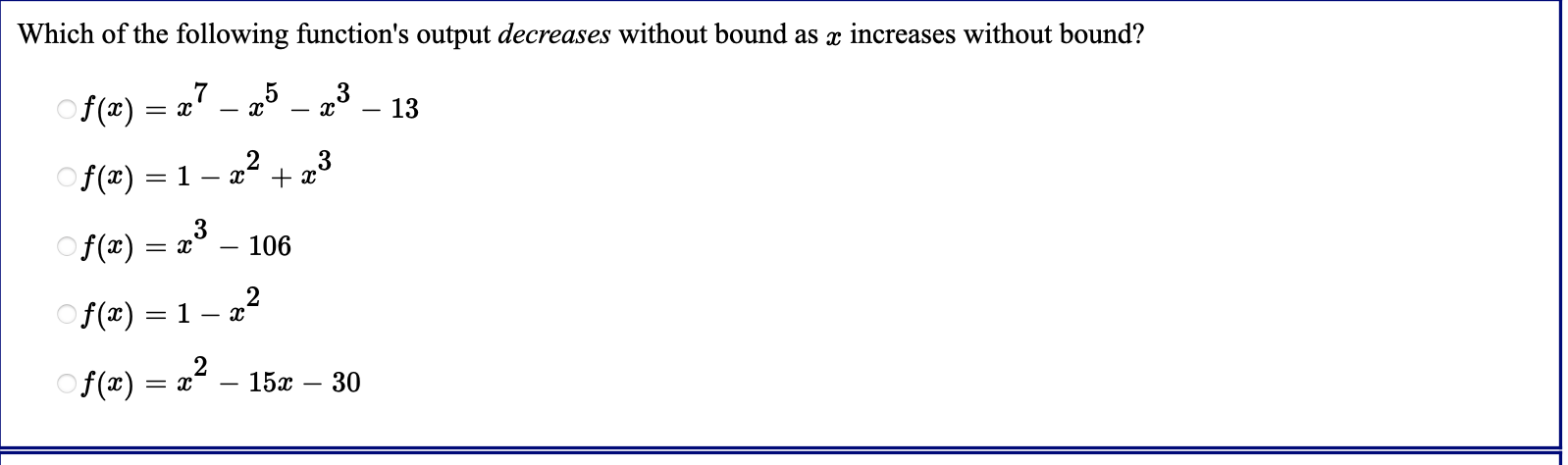 Solved Which of the following function's output decreases | Chegg.com