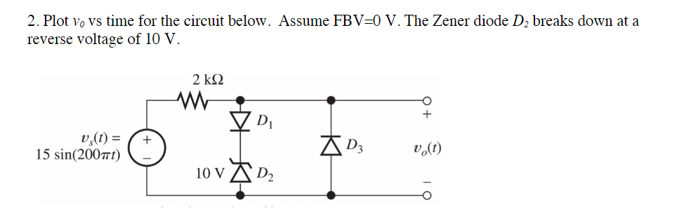 Solved 2. Plot vo vs time for the circuit below. Assume | Chegg.com
