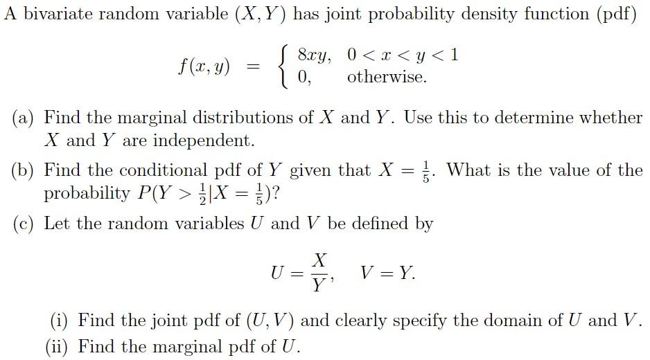 Solved A bivariate random variable (X,Y) has joint | Chegg.com