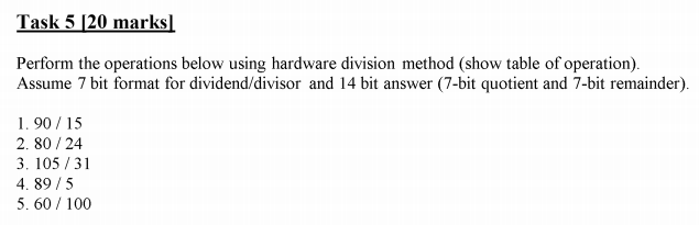 Solved Task 5 120 marks Perform the operations below using | Chegg.com