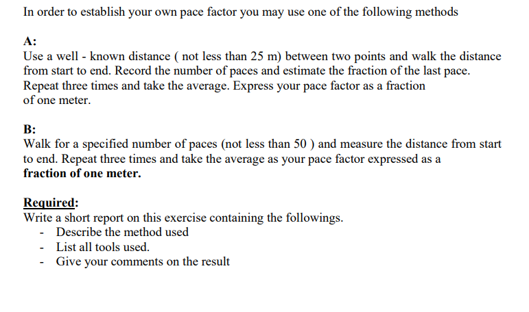 Solved In order to establish your own pace factor you may | Chegg.com