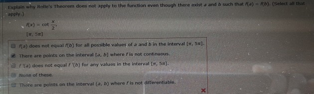 Solved Explain Why Rolles Theorem Does Not Apply To The 