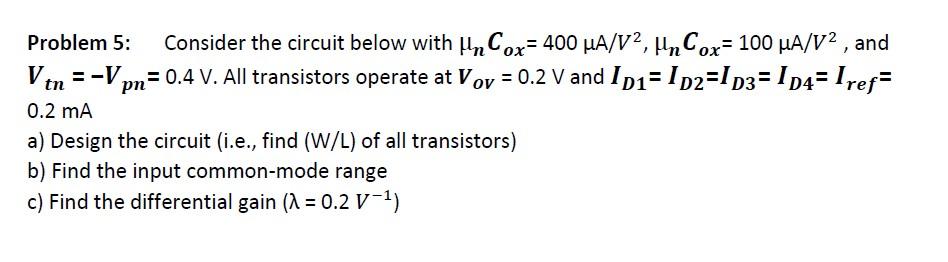Solved Problem 5: Consider the circuit below with | Chegg.com