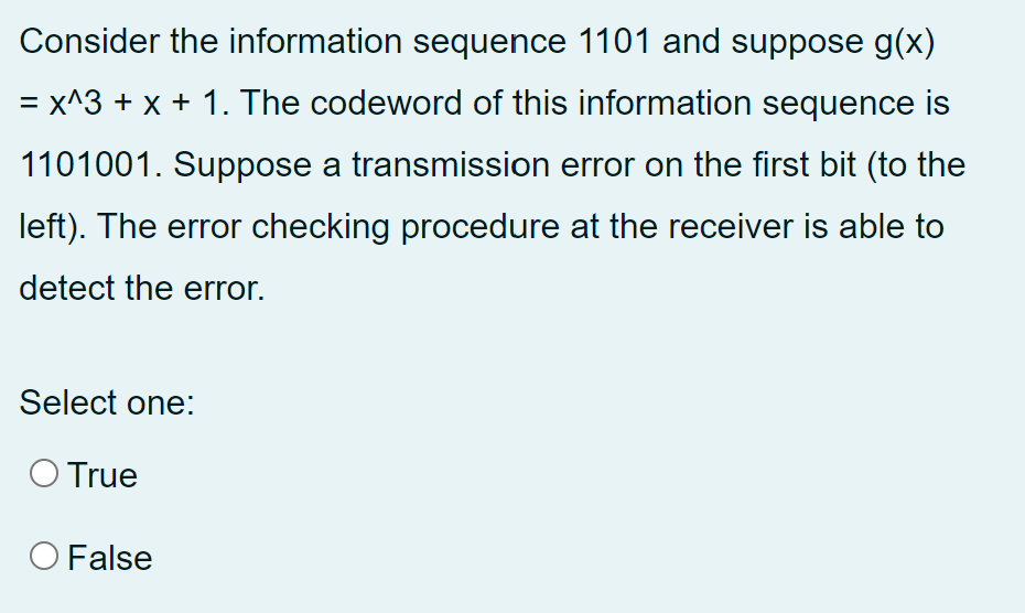 Solved Consider the information sequence 1101 and suppose | Chegg.com