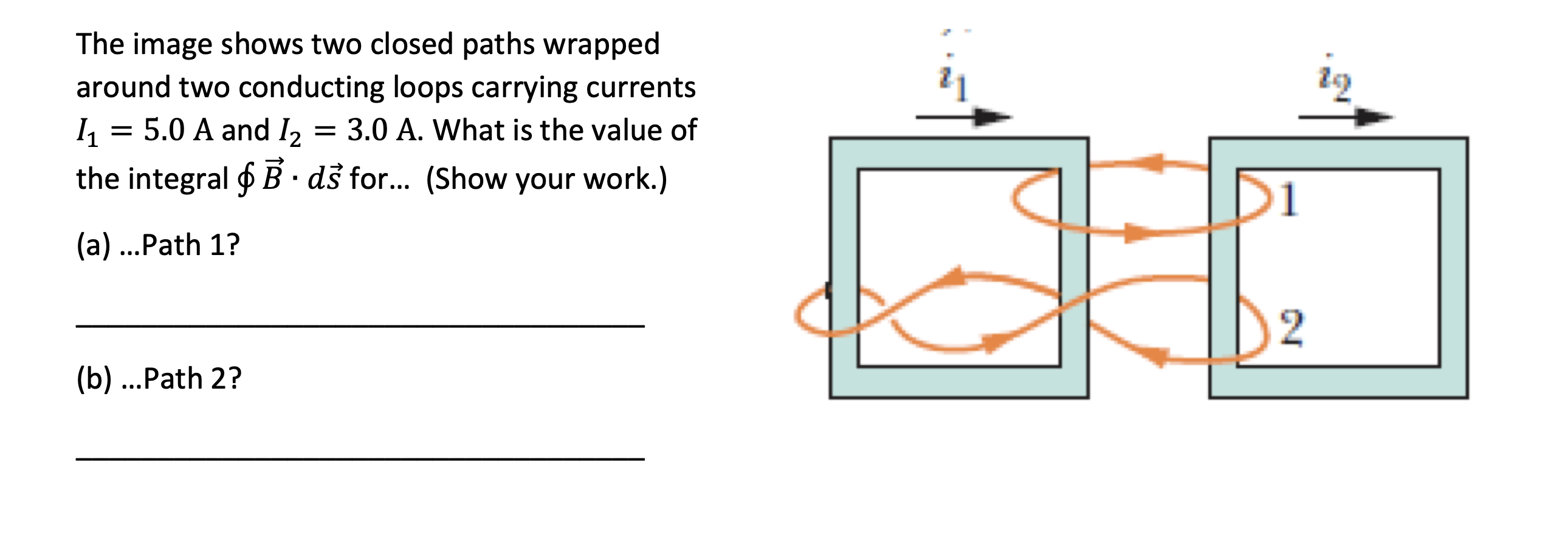 Solved The image shows two closed paths wrappedaround two | Chegg.com