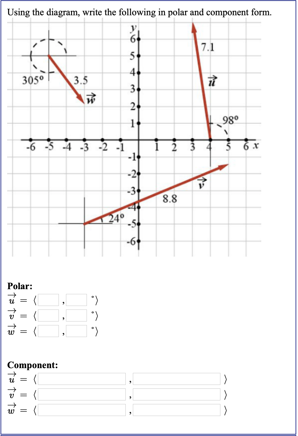 Solved Using the diagram, write the following in polar and | Chegg.com