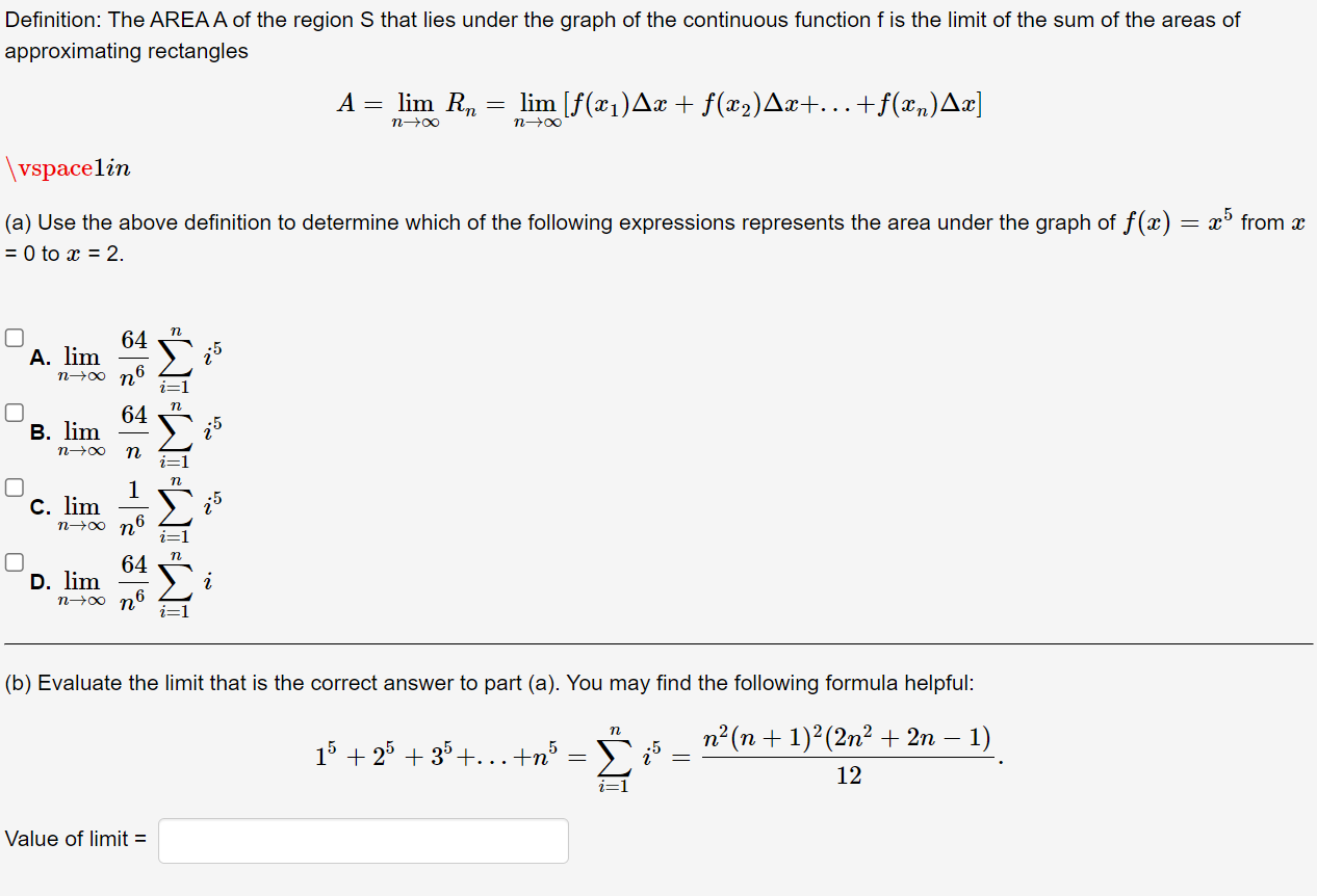 Solved Definition: The AREAA of the region S ﻿that lies | Chegg.com