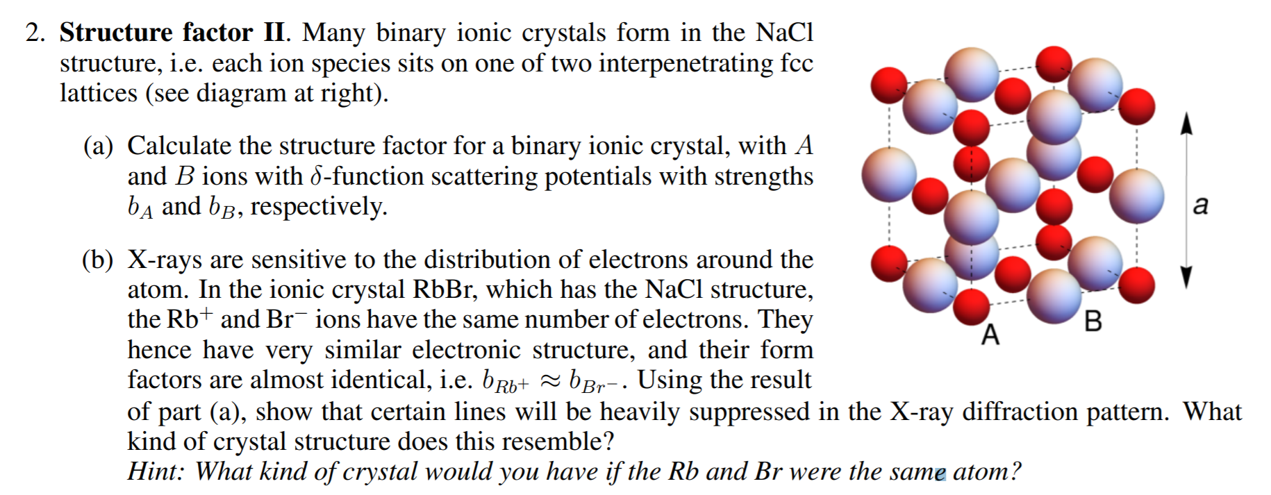 Solved 2. Structure factor II. Many binary ionic crystals | Chegg.com