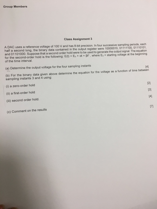 Solved Group Members Class Assignment 3 A DAC uses a | Chegg.com
