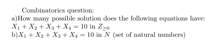 Solved Combinatorics question: a)How many possible solution | Chegg.com