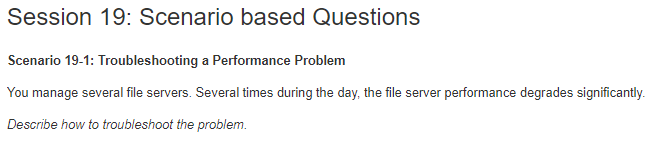 Session 1: Scenario based Questions (1HR) Scenario | Chegg.com