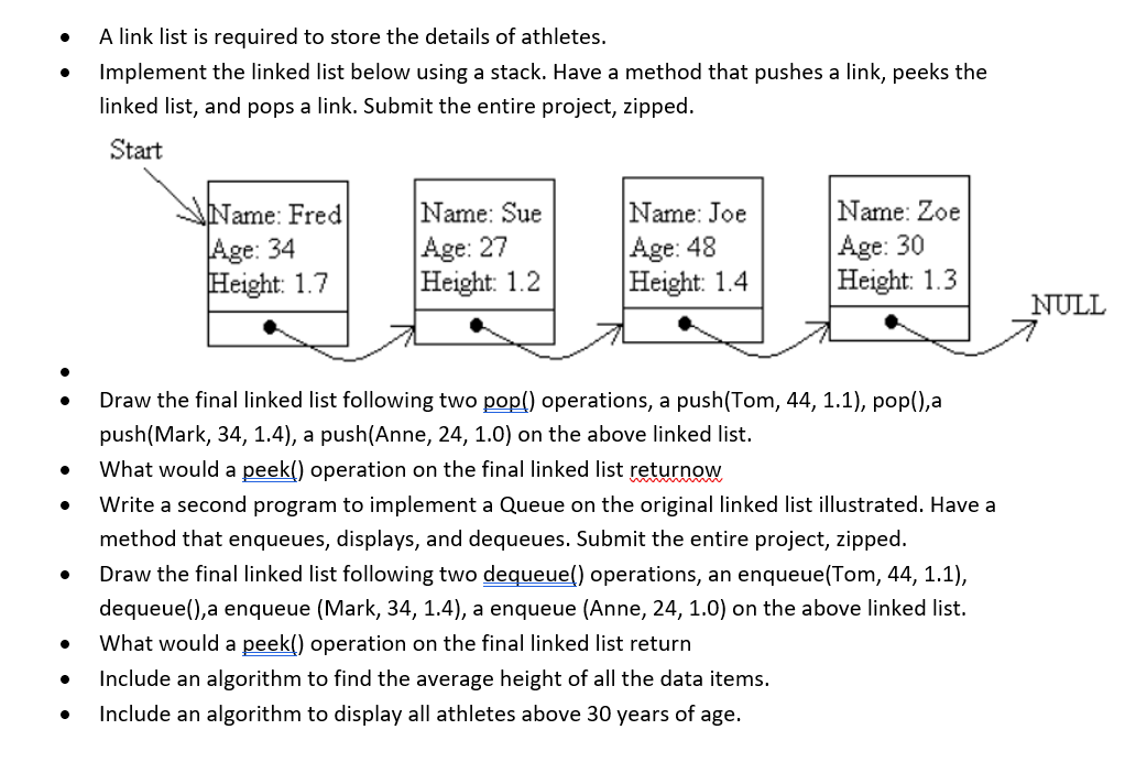 Solved A link list is required to store the details of | Chegg.com