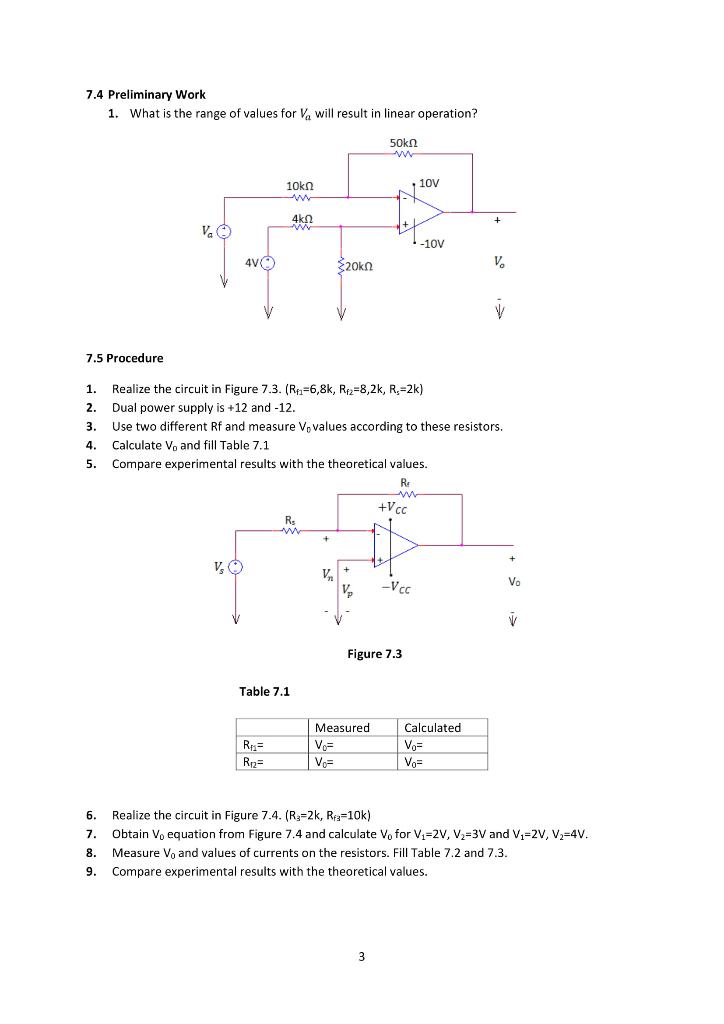 Solved Experiment 7 Basic Op-Amp Circuits 7.1 Objective The | Chegg.com