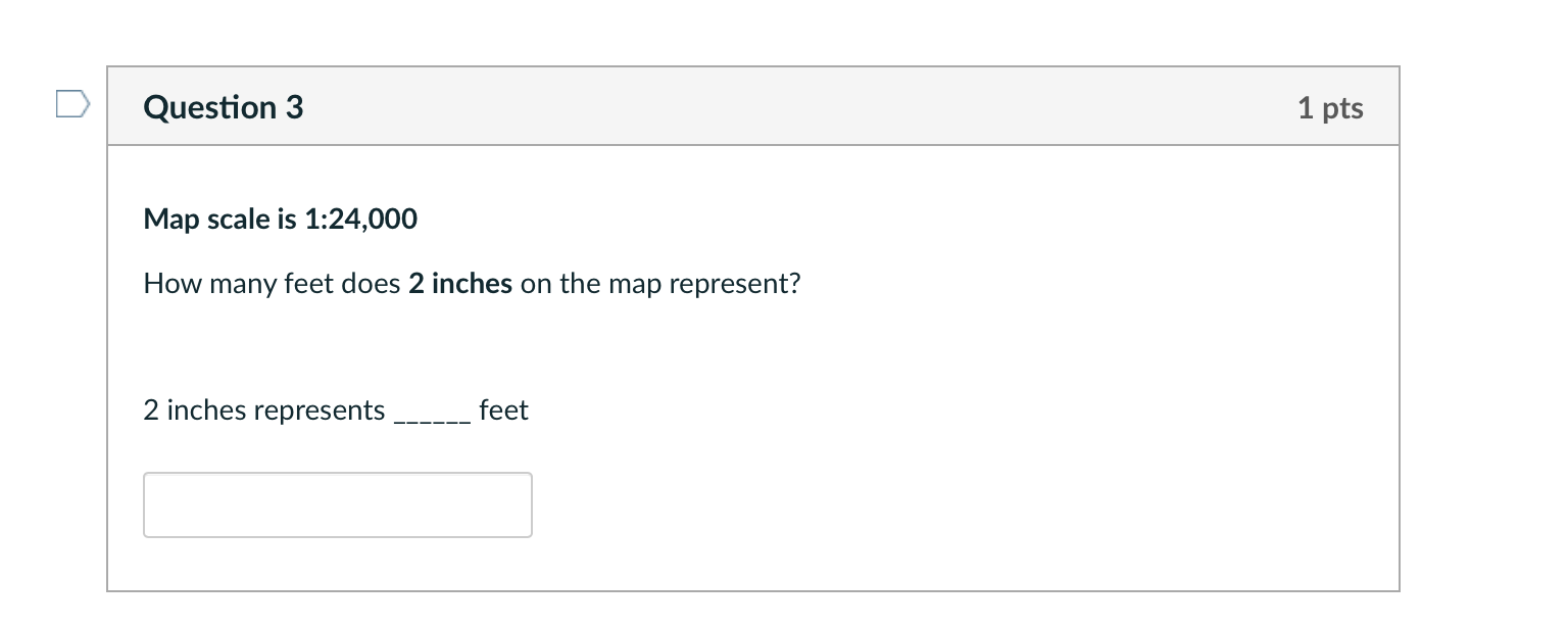 Solved Question 1 1 pts Map scale is 1:250,000 How many | Chegg.com