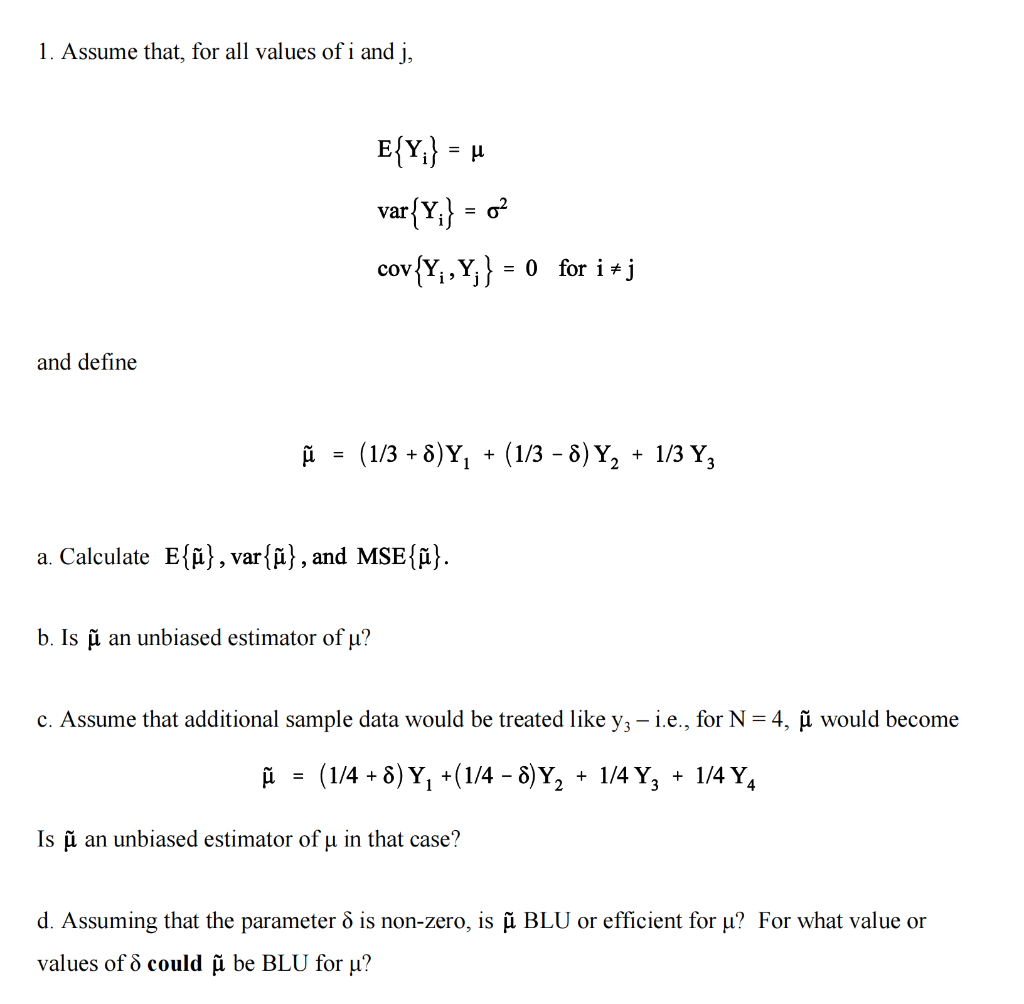 Solved 1. Assume that, for all values of i and j, | Chegg.com