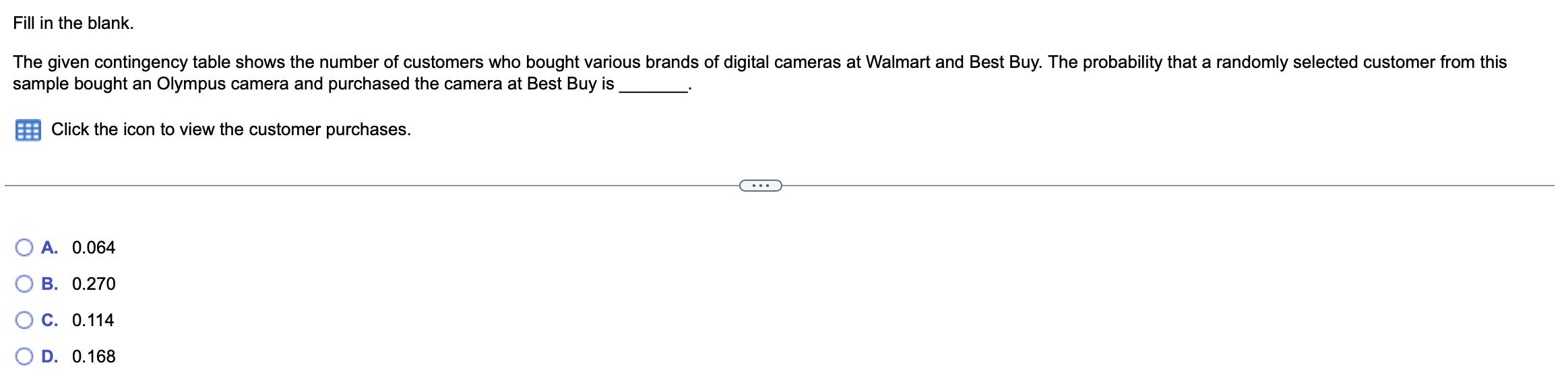 Solved Fill in the blank. The given contingency table shows | Chegg.com