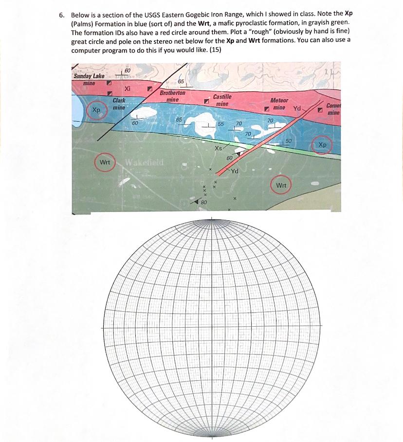 Solved 6. Below is a section of the USGS Eastern Gogebic | Chegg.com