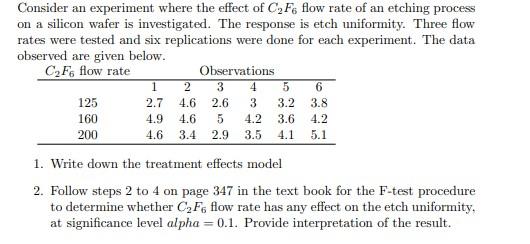 Solved Consider an experiment where the effect of C2F6 flow | Chegg.com