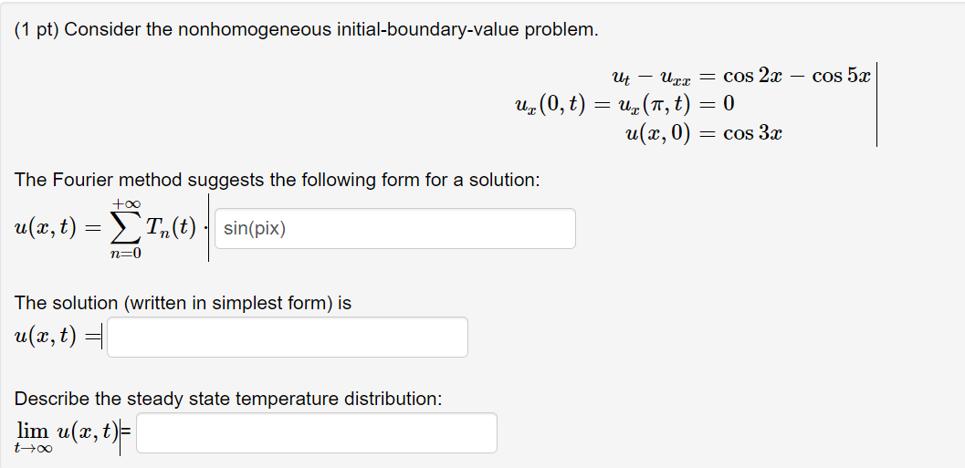 Solved (1 pt) Consider the nonhomogeneous | Chegg.com