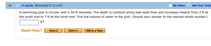 Solved A swimming pool is circular with a 30-ft diameter. | Chegg.com