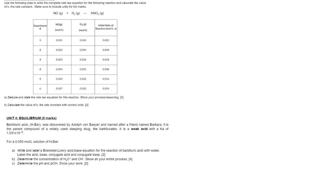 Solved Use the following data to write the complete rate law | Chegg.com