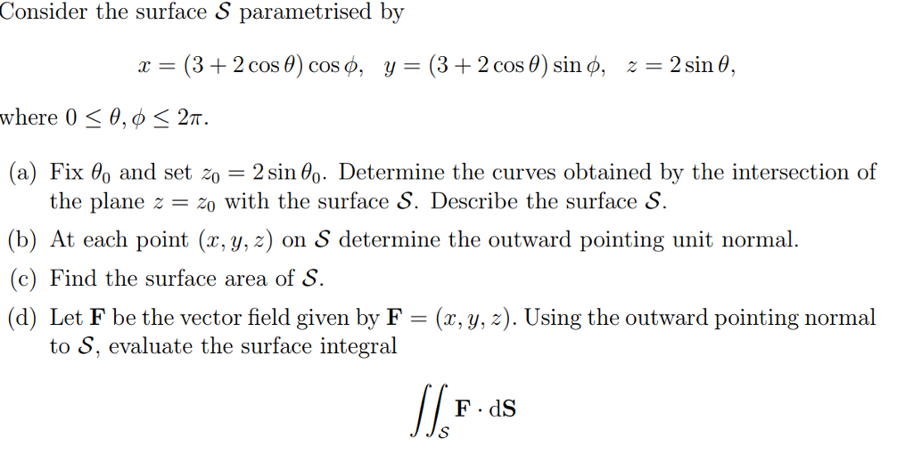 Solved Consider the surface S parametrised by r= (3 + 2cos | Chegg.com