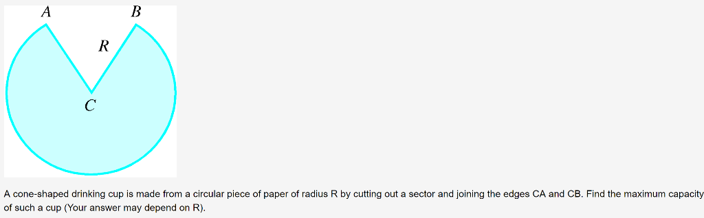 Solved A cone-shaped drinking cup is made from a circular | Chegg.com