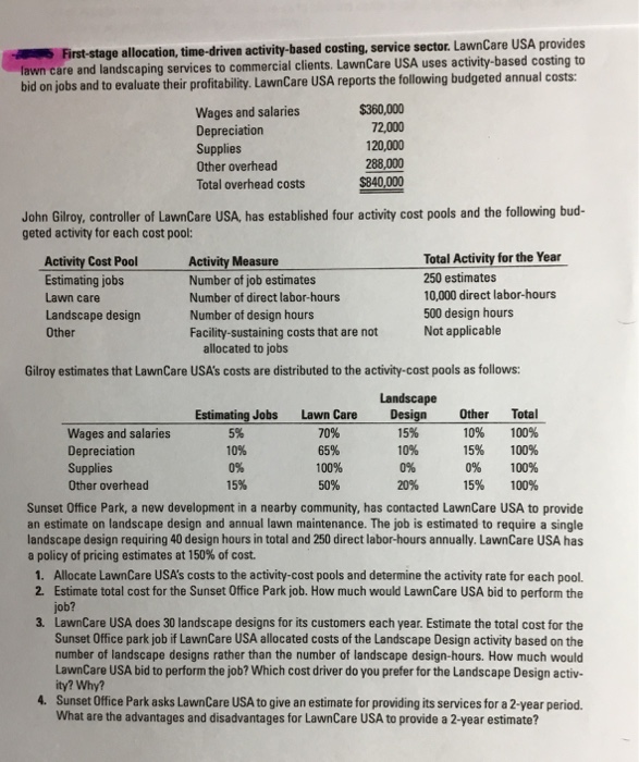 Solved ge allocation,time-driven activity-based costing, | Chegg.com