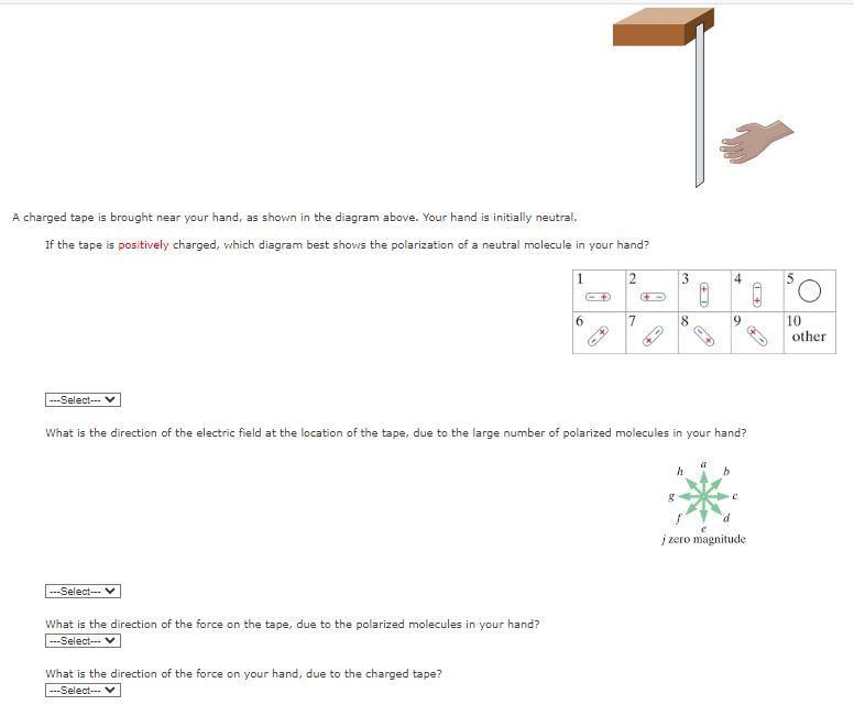 Solved A charged tape is brought near your hand, as shown in | Chegg.com