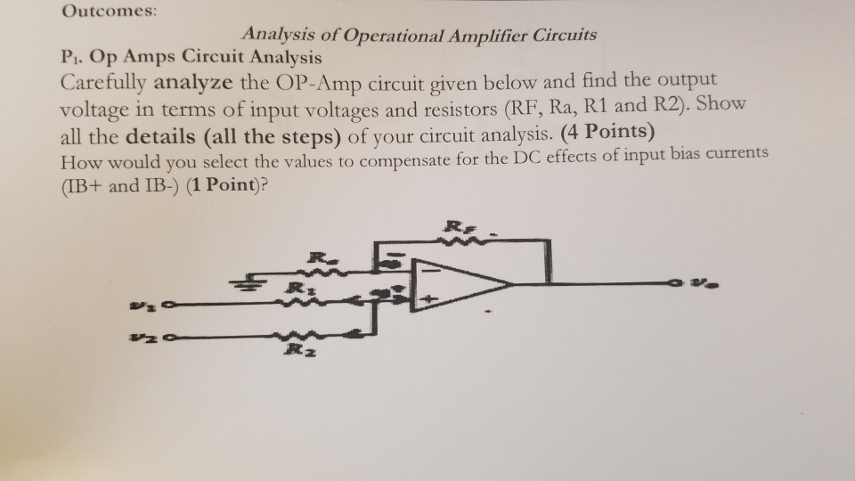 Solved Outcomes: Analysis of Operational Amplifier Circuits | Chegg.com