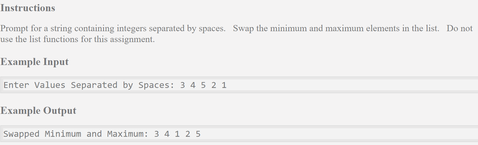 Solved Instructions Prompt for a string containing integers | Chegg.com
