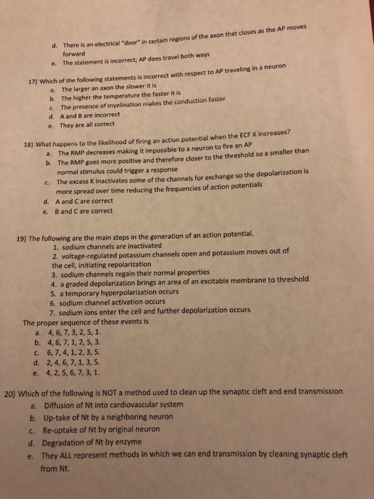 Solved 6) A sudden (increase, decrease) in Na permeability | Chegg.com