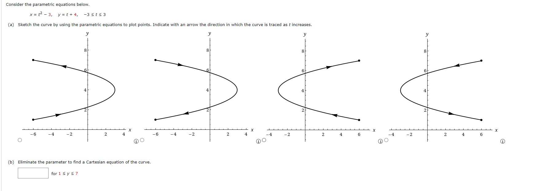 Solved Consider the parametric equations below. = 2 - 3, y = | Chegg.com