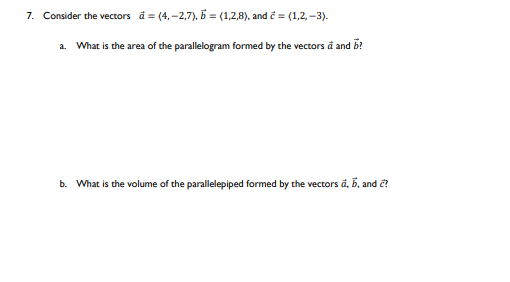 Solved Consider the vectors | Chegg.com