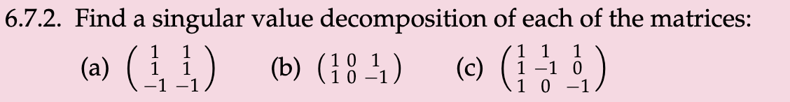Solved 6.7.4. Find the pseudoinverse of each of the matrices | Chegg.com