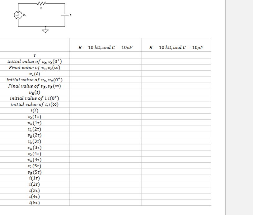 Solved by an EXPERT Assume that the capacitor initial voltage is zero, | Chegg.com