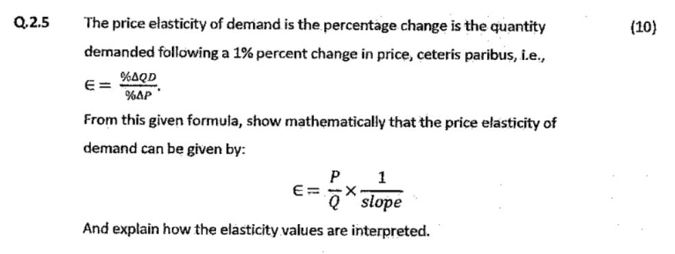 Solved The price elasticity of demand is the percentage | Chegg.com