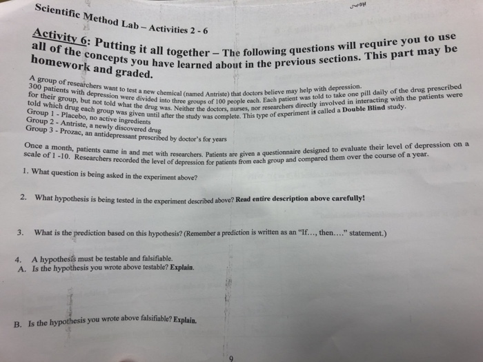Solved Scientific Method Lab- Activities 2 Activity o: | Chegg.com