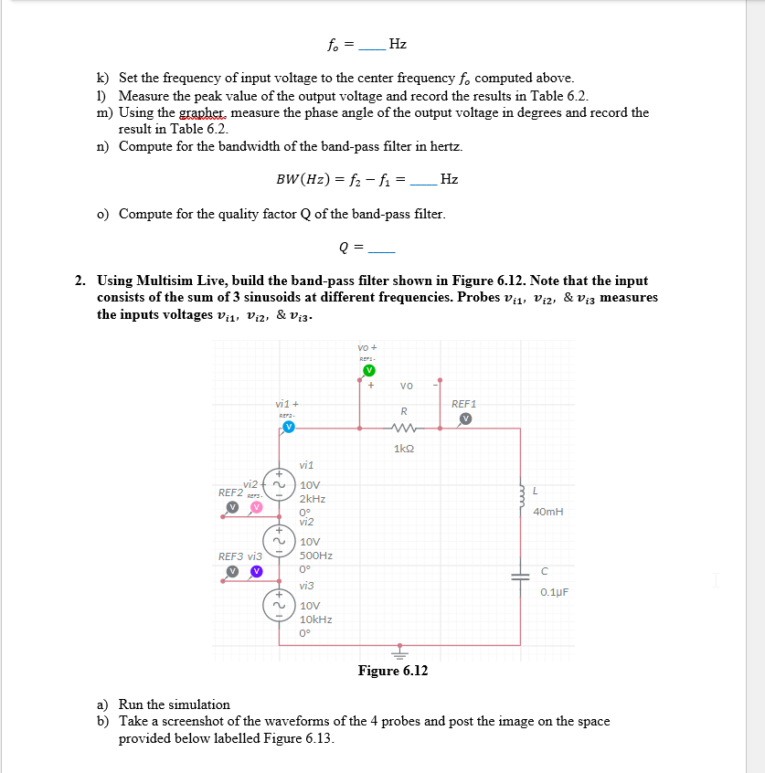 Solved Part 2: High-Pass Filter 1. Using Multisim Live, | Chegg.com