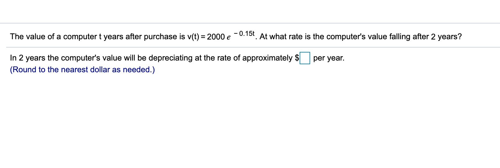 Solved The value of a computer t years after purchase is | Chegg.com
