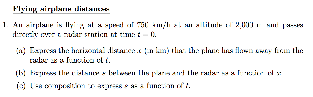 Solved Flying airplane distances 1. An airplane is flying at | Chegg.com