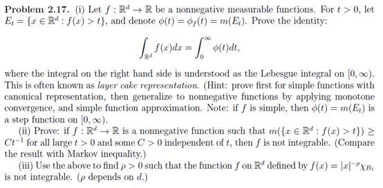 Problem 2.17. (i) Let f:Rd + R be a nonnegative | Chegg.com Problem 2.17. (i) Let f:Rd + R be a nonnegative | Chegg.com