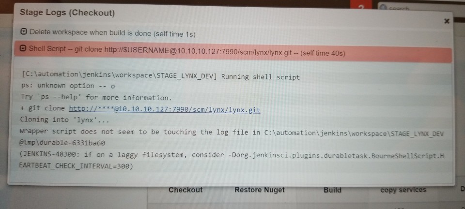 Solved Stage Logs (Checkout) Delete workspace when build is | Chegg.com Solved Stage Logs (Checkout) Delete workspace when build is | Chegg.com