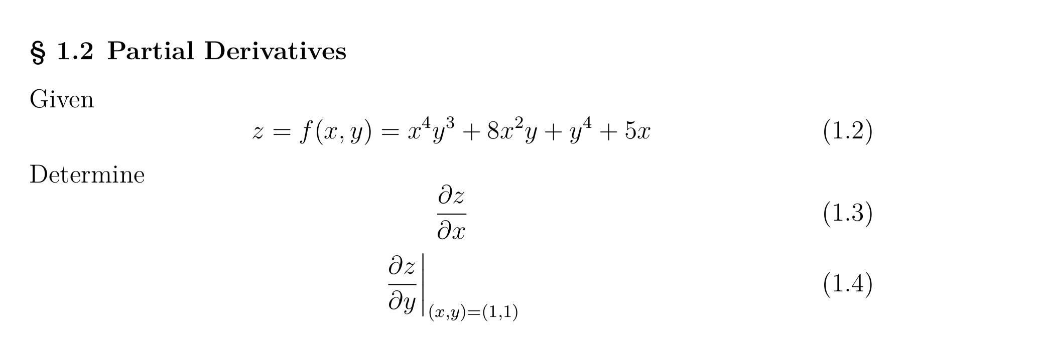 Solved §1.2 Partial Derivatives Given | Chegg.com
