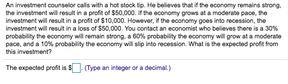 Solved An investment counselor calls with a hot stock tip. | Chegg.com