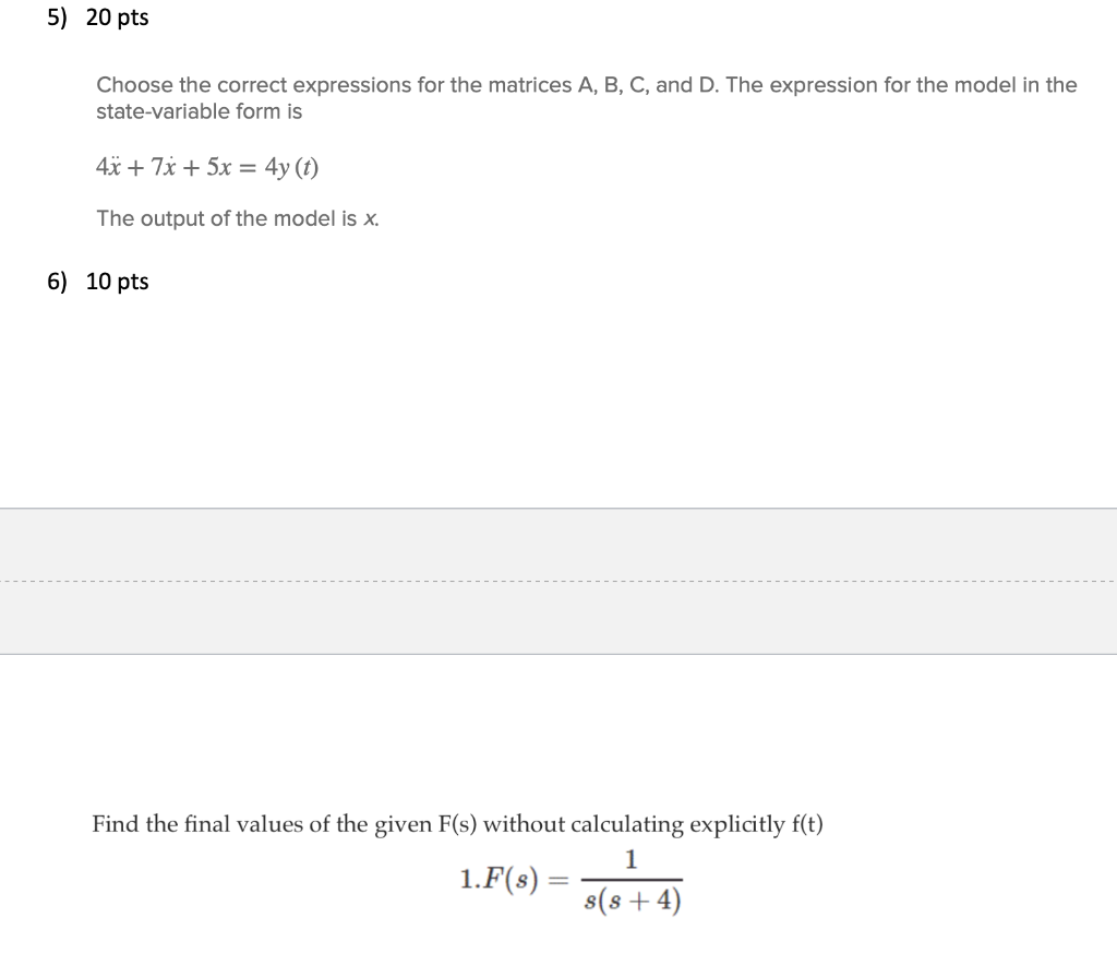 Solved Choose the correct expressions for the matrices A, B, | Chegg.com