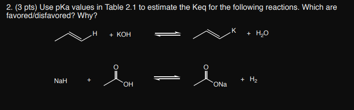 Solved 2. (3 pts) Use pka values in Table 2.1 to estimate | Chegg.com