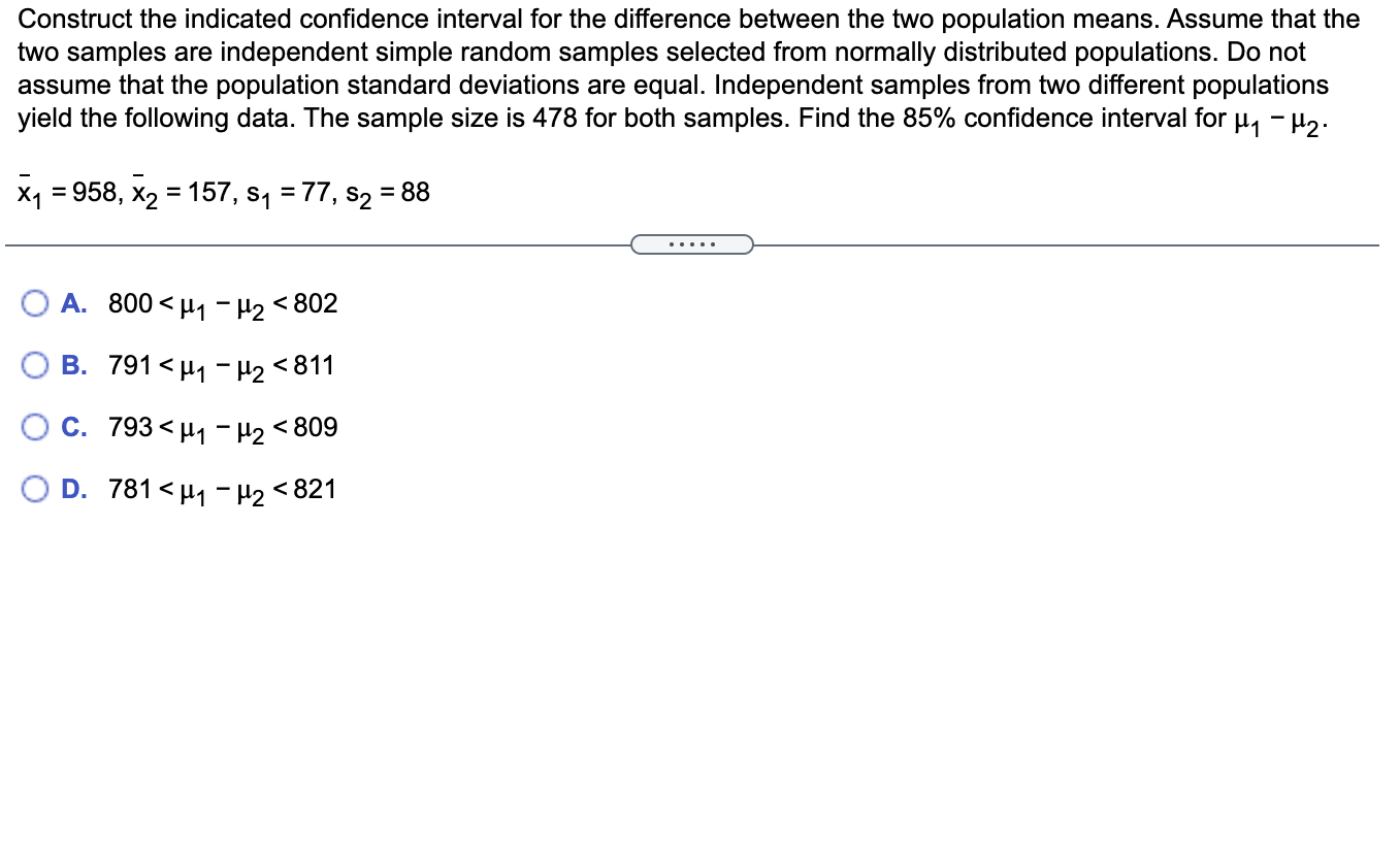 Solved Construct the indicated confidence interval for the | Chegg.com